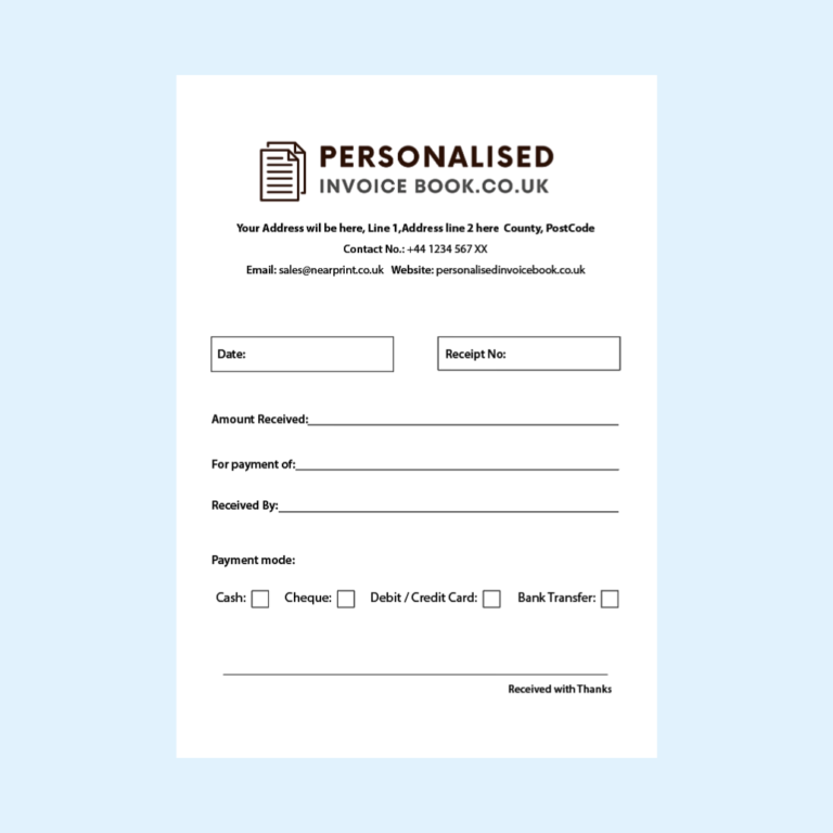Personalised Receipt Book - Order Online, Free Delivery within UK